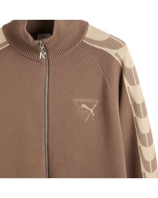 PUMA X Represent T7 Knit Jacket in Brown | Lyst