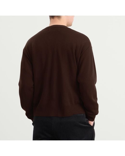 N!CE Embroidered Logo Knit Cardigan in Brown for Men | Lyst UK