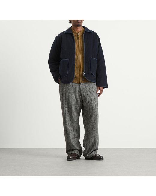 Kardo Cord Double Zip Jacket in Blue for Men | Lyst UK