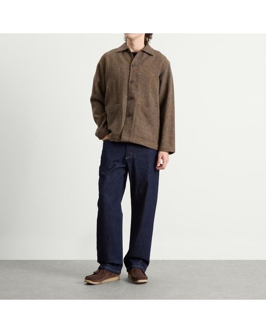 Universal Works Harris Tweed Plaid Easy Jacket in Brown for Men | Lyst