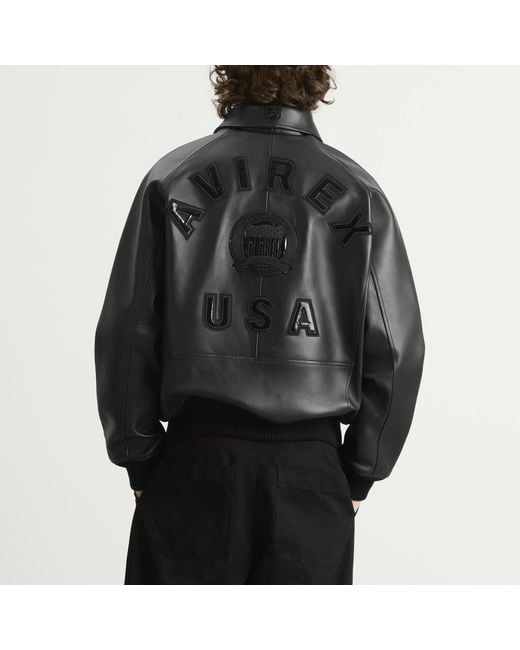 Avirex Icon Leather Jacket in Black for Men | Lyst UK