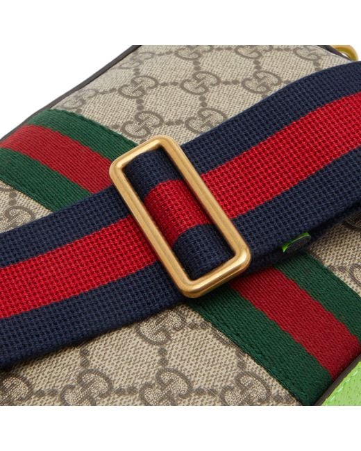 Gucci Ophidia Neon Trim Cross Body Bag in Green for Men | Lyst