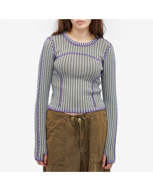 Brain Dead Mariel Sport Knit Long Sleeve Top In Blue Lyst