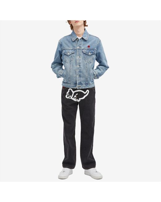 ICECREAM Check Lined Denim Trucker Jacket in Blue for Men | Lyst