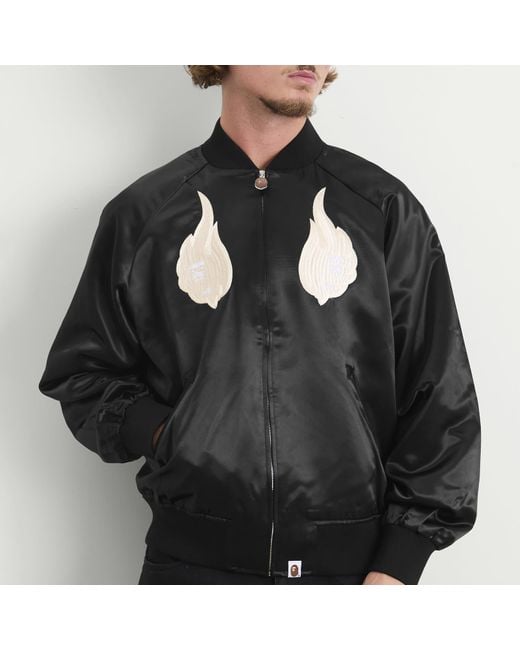 A Bathing Ape Skeleton Logo Souvenir Jacket in Black for Men | Lyst UK