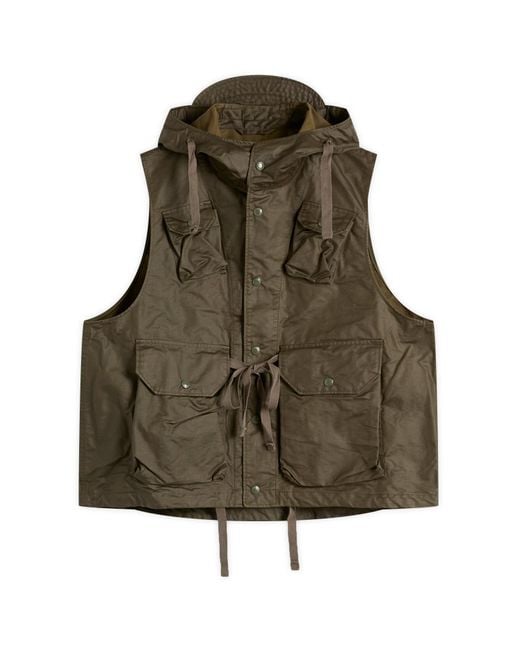 Engineered Garments Waxed Cotton Field Vest in Green for Men | Lyst