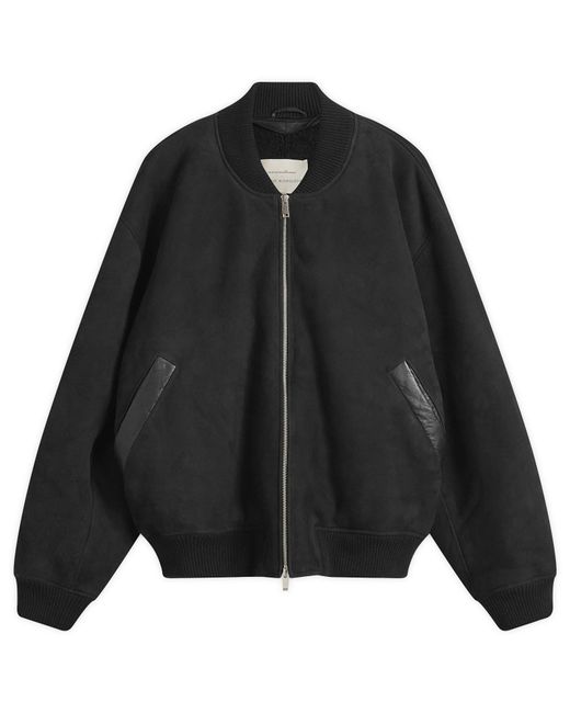 Studio Nicholson Shearling Leather Bomber Jacket in Black for Men | Lyst UK