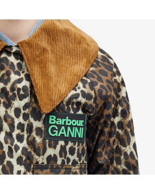 Barbour X Ganni Printed Wax Anorak in Green | Lyst