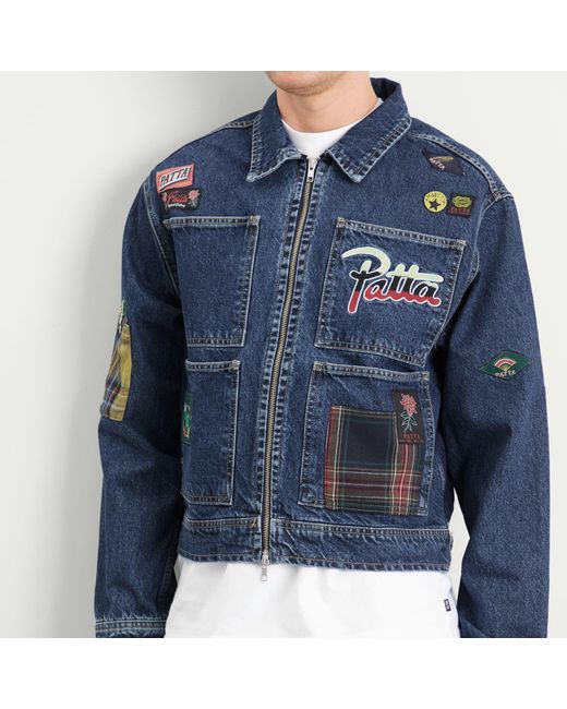 PATTA Whole Lotta Labels Denim Jacket in Blue for Men | Lyst UK