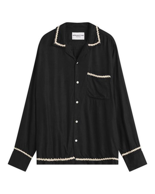 Nomarythm Textile Trim Embroidery Open Collar Shirt in Black for Men ...