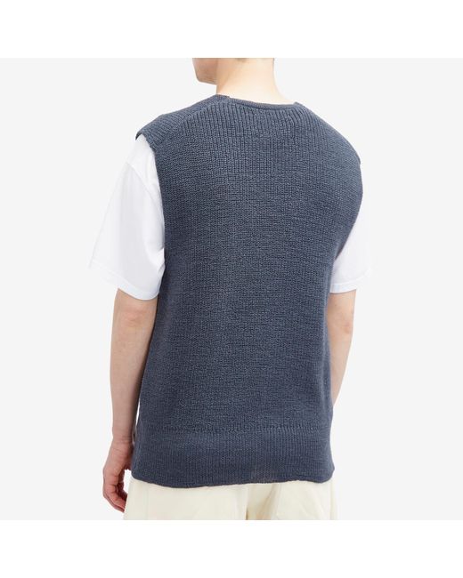 MHL by Margaret Howell Chunky Knit Slipover Vest Uniform in Blue for ...