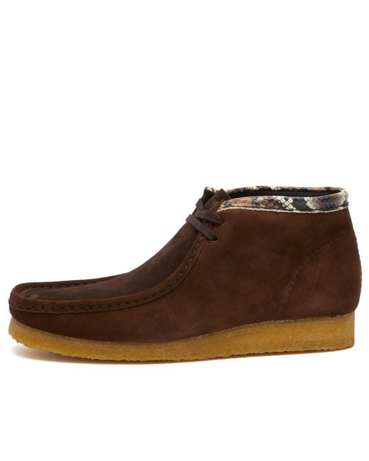 Clarks Wallabee Boot Snake Combi in Brown for Men | Lyst