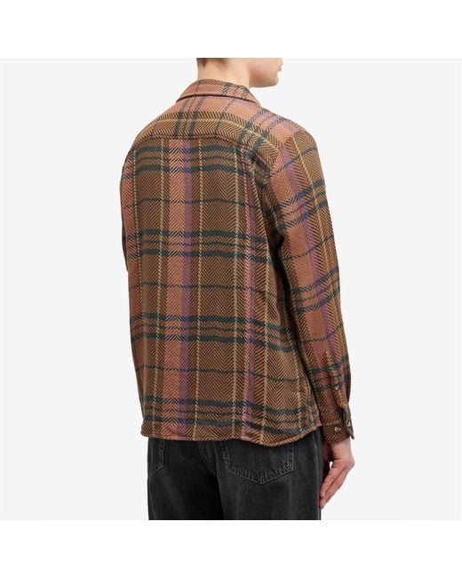 Corridor NYC Acid Plaid Cotton Totem Shirt in Brown for Men | Lyst