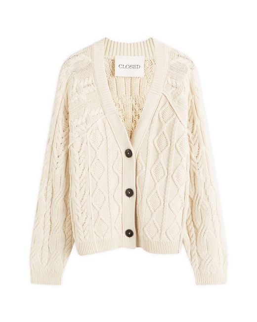 Closed Cable Knit Cardigan in Natural | Lyst UK