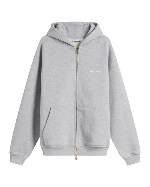 Annie Hood Mini Logo Zip Hoodie in Grey for Men | Lyst UK