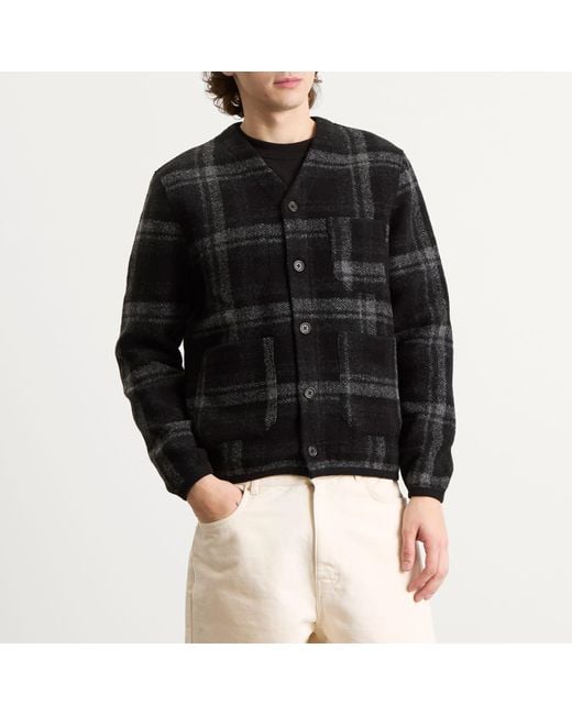 Universal Works Moh Check Fleece Cardigan in Black for Men | Lyst UK