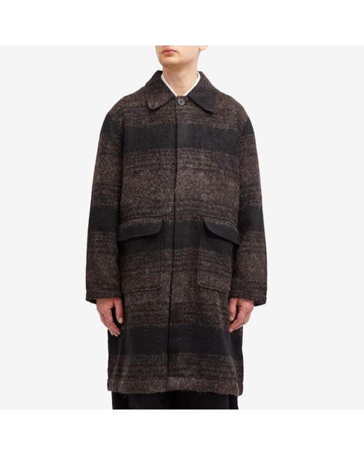 Universal Works Alpaca Stripe Account Coat in Black for Men | Lyst