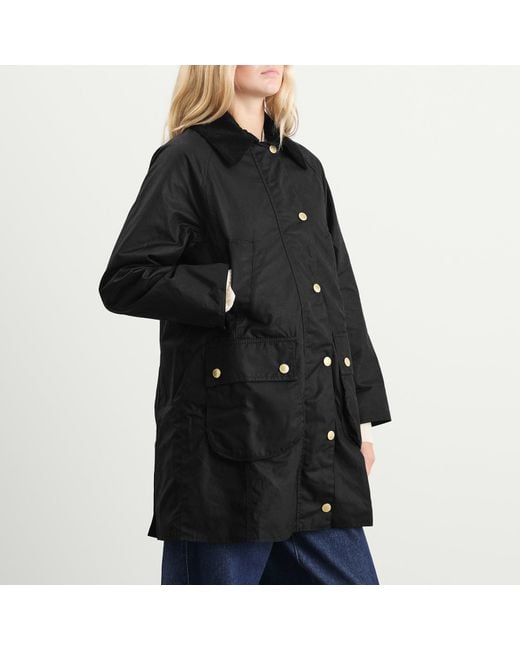 Barbour Long Beadnell Wax Jacket in Black | Lyst UK