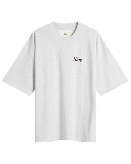N!CE Embroidered Logo T-Shirt in White for Men | Lyst UK