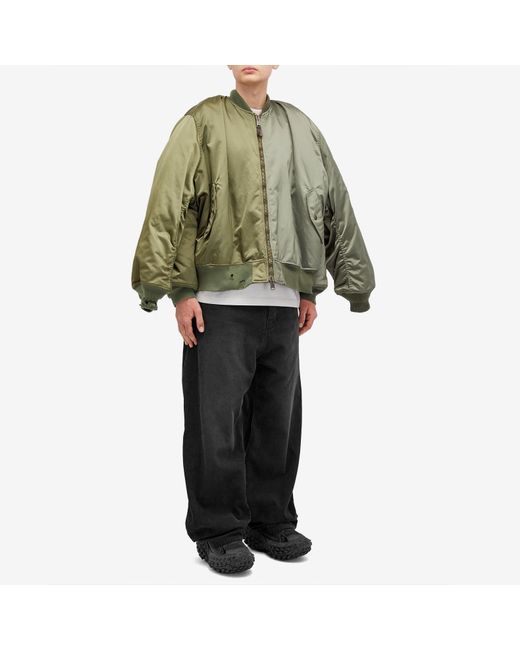 Balenciaga Oversized Double Sleeve Bomber Jacket in Green for Men | Lyst