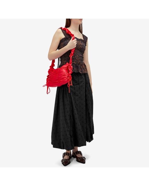 Damson Madder Ruched Satin Bag in Red | Lyst