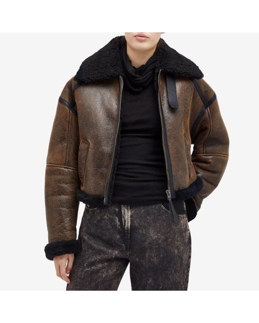 Acne Studios Leather Shearling Oversized Jacket in Black | Lyst UK