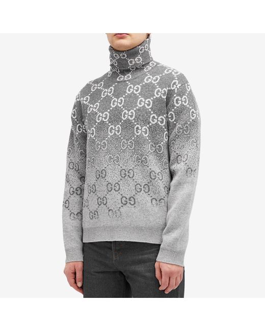 Gucci Gg Fade Turtle Neck Jumper in Gray for Men | Lyst