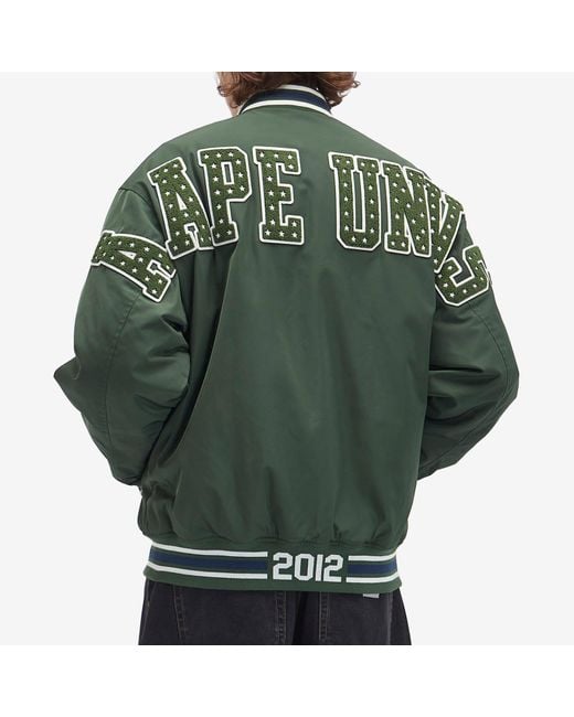Aape By A Bathing Ape Aape Ice Hockey Varsity Jacket in Green for Men ...