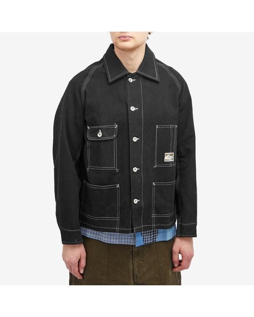 STORY mfg. Railroad Chore Jacket in Black for Men | Lyst
