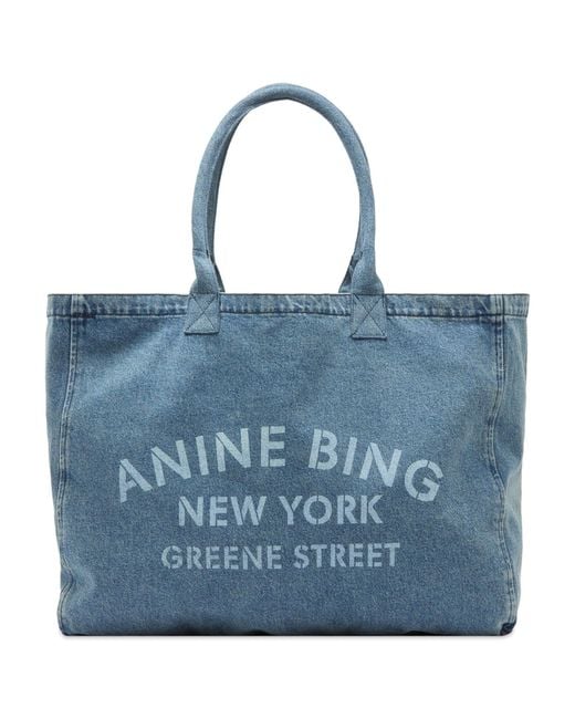 Anine Bing Leo Denim Tote in Blue | Lyst UK