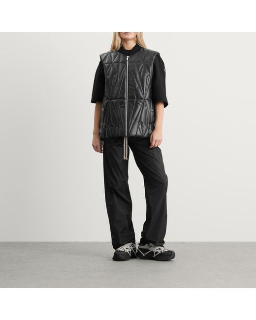 Rick Owens X Moncler Geocamo Flight Leather Vest in Black | Lyst UK