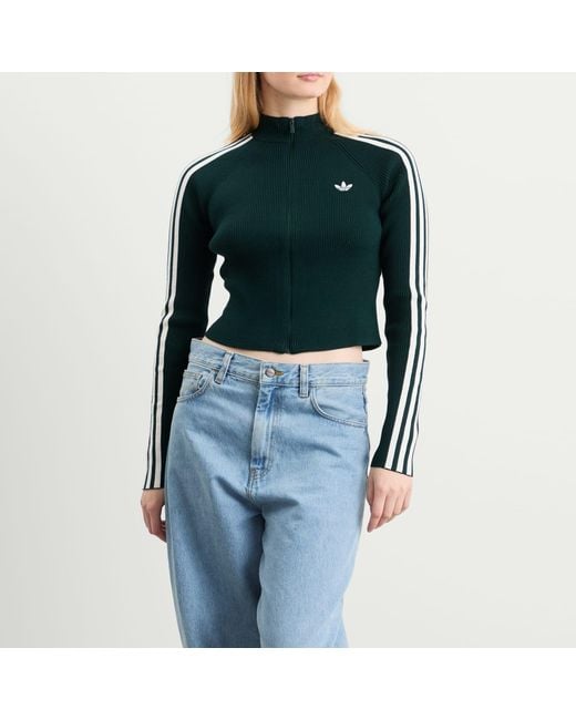 adidas Slim Knit Track Top in Green | Lyst