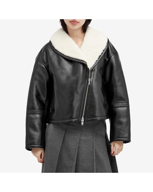 Stand Studio Faux Fur Shearling Coat in Black | Lyst