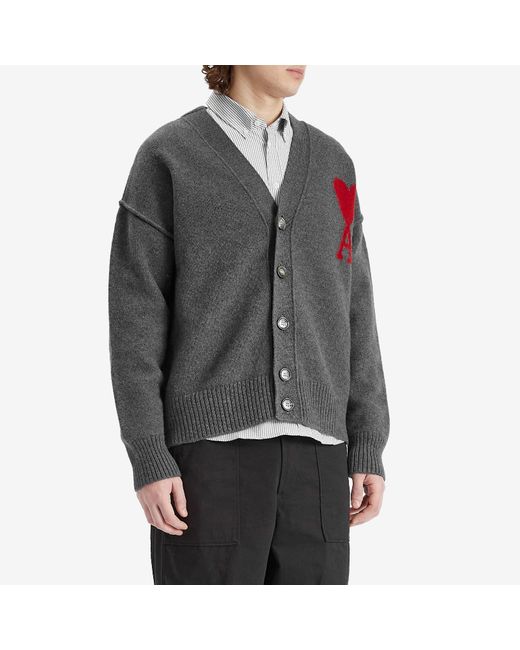 Ami Paris Big Adc Cardigan in Gray for Men | Lyst