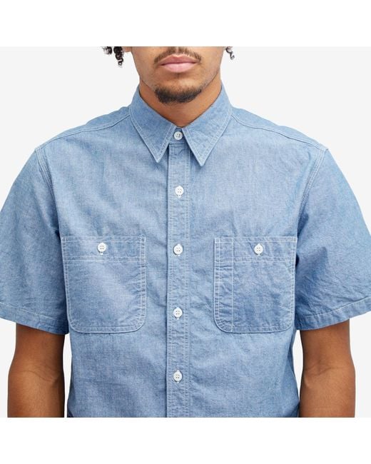 Beams Plus Short Sleeve Chambray Work Shirt in Blue for Men | Lyst