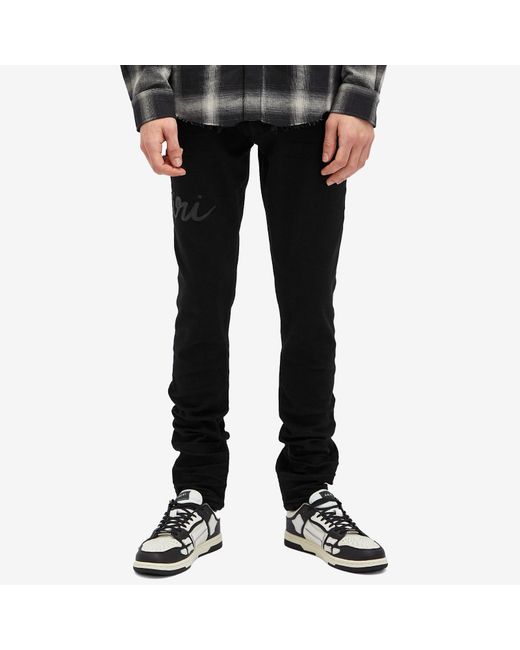 Amiri Script Logo Jeans in Black for Men | Lyst