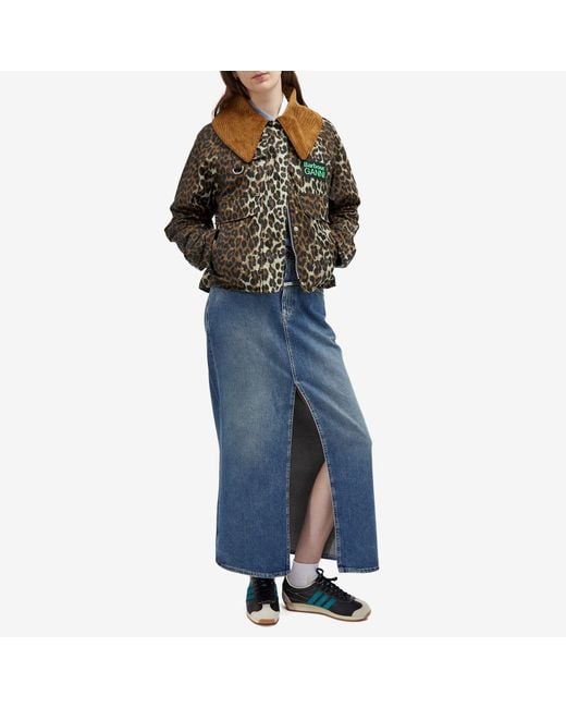 Barbour X Ganni Printed Wax Anorak in Green | Lyst