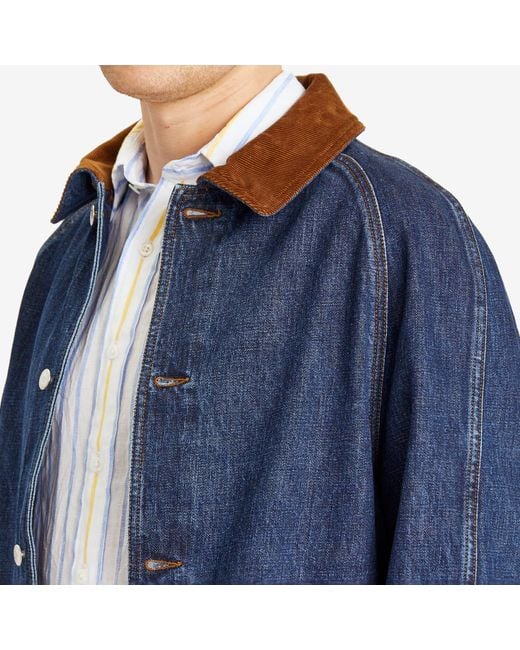 Drake's Three Pocked Denim Chore Jacket in Blue for Men | Lyst