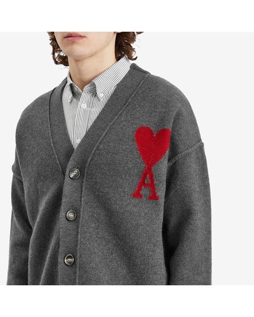 Ami Paris Big Adc Cardigan in Gray for Men | Lyst