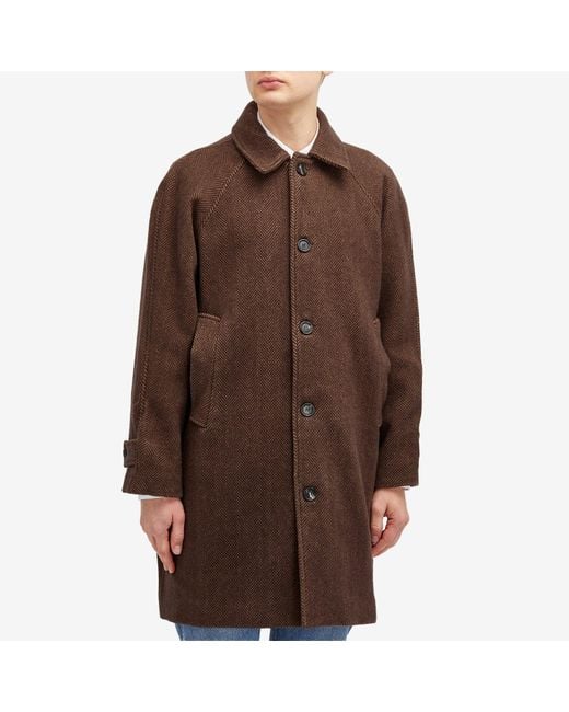 Corridor NYC Herringbone Raglan Overcoat in Brown for Men | Lyst