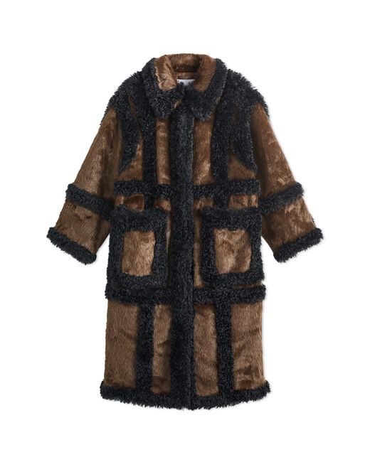 Stand Studio Long Faux Fur Coat in Black | Lyst