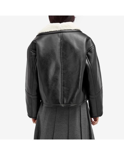 Stand Studio Faux Fur Shearling Coat in Black | Lyst