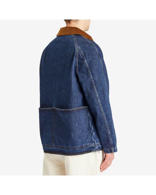 Drake's Three Pocked Denim Chore Jacket in Blue for Men | Lyst