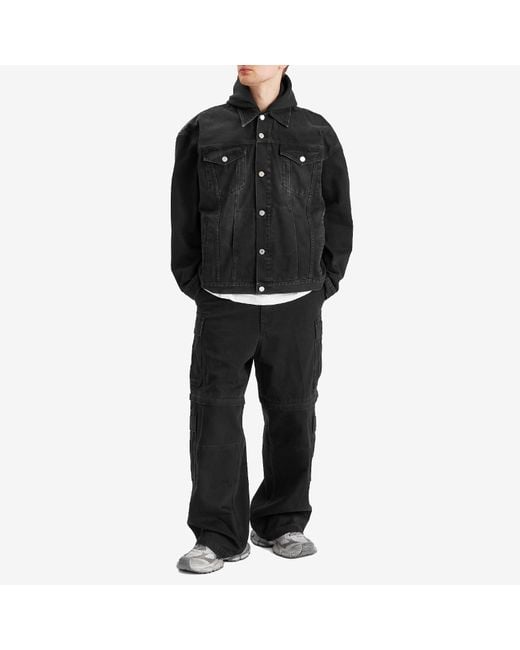 Vetements 3D Logo Hooded Denim Jacket in Black for Men | Lyst
