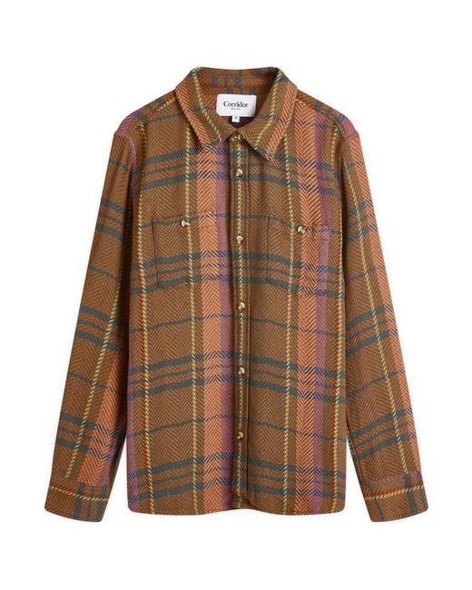 Corridor NYC Acid Plaid Cotton Totem Shirt in Brown for Men | Lyst UK