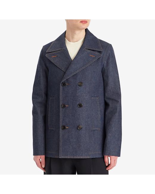 Gucci Denim Peacoat in Blue for Men | Lyst