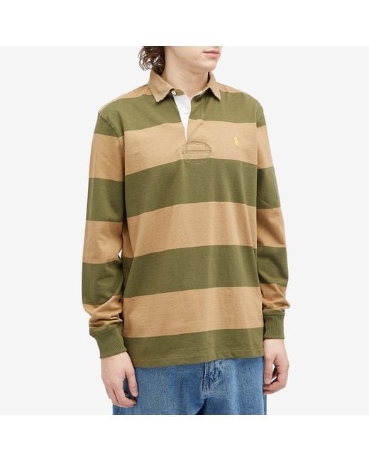 Polo Ralph Lauren Long Sleeve Stripe Rugby Shirt in Green for Men | Lyst