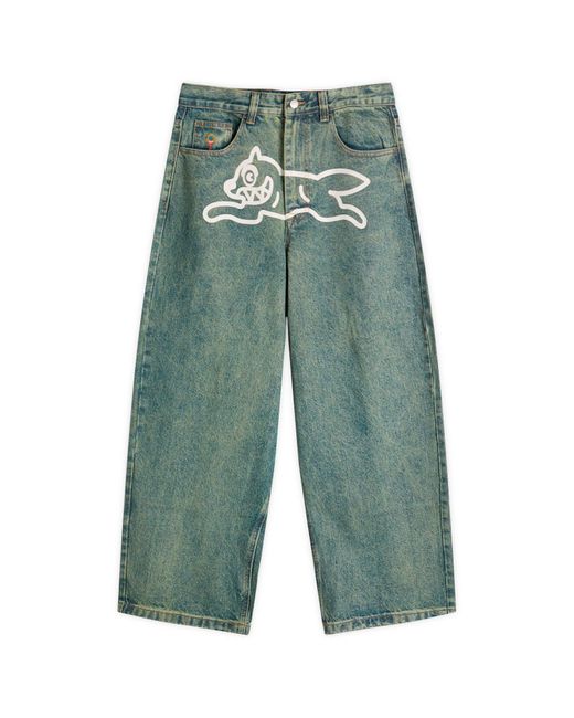 ICECREAM Running Dog Triple Scoop Wide Denim Jeans in Green for Men | Lyst