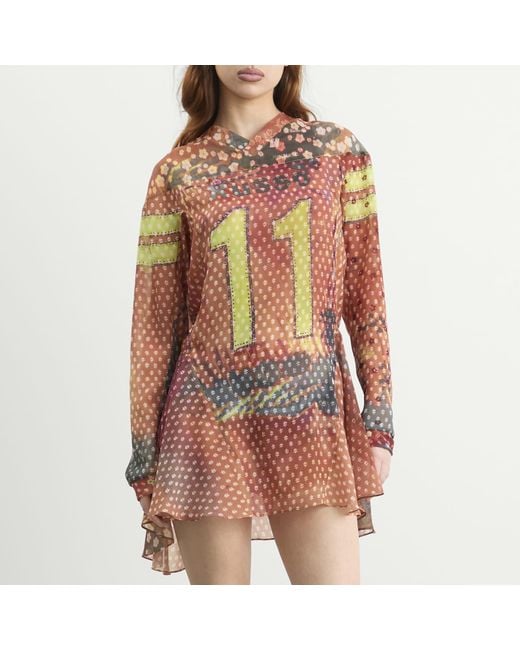 PAOLINA RUSSO Long Sleeve Short Dress in Red | Lyst UK