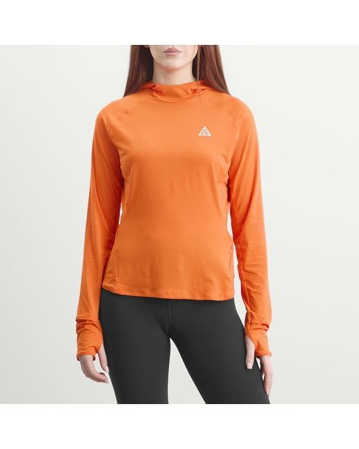 Nike Acg Trail Uv Hooded Mid Layer Fleece in Orange | Lyst